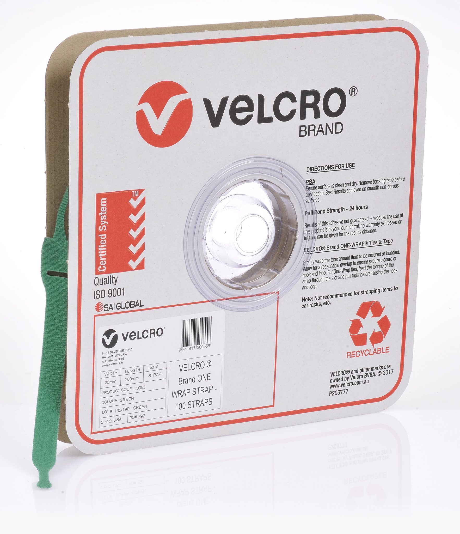Velcro One-Wrap Strap Green 25mm x 200mm 100 Straps – TecArt